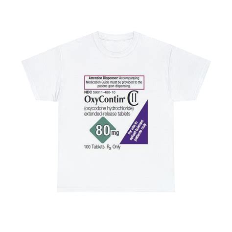 Oxycontin 80mg Purdue Pharma Label T Shirt Etsy