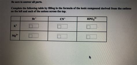 Solved Be Sure To Answer All Parts Complete The Following Chegg Com