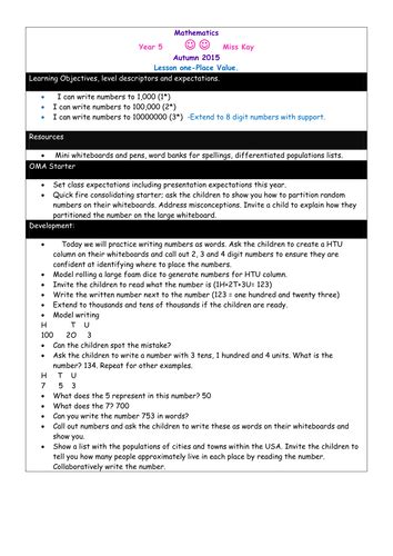 Place Value Year 5 Lessons Partitioning Writing Numbers As Words