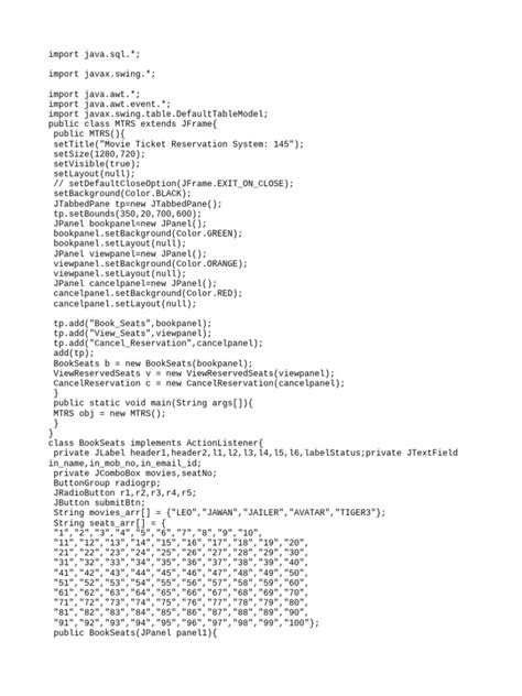 Movie Ticket Java Pdf Sql Programming Paradigms