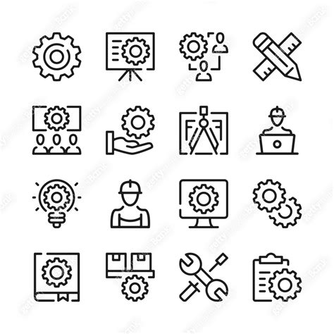 Engineering Line Icons Set Modern Graphic Design Concepts Simple Linear Outline Elements