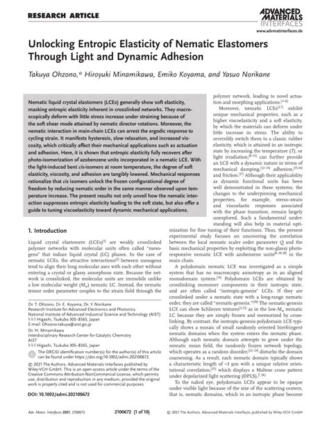 Pdf Unlocking Entropic Elasticity Of Nematic Elastomers Through Light And Dynamic Adhesion Pdf Unlocking Entropic Elasticity Of Nematic Elastomers Through Light And Dynamic Adhesion