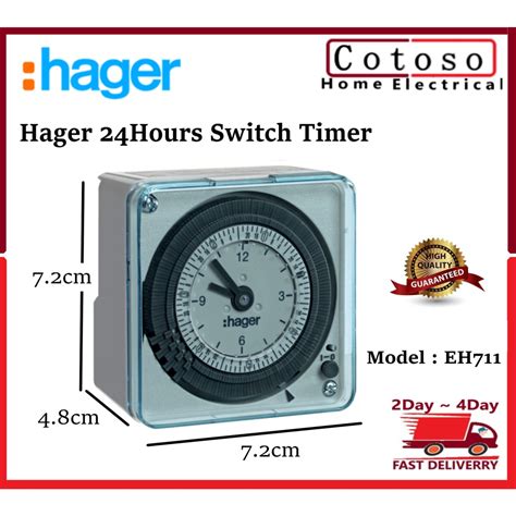Hager Eh711 Ehn711 24hour Timer Switch Time Switch Analogue [ready Stock] Shopee Malaysia