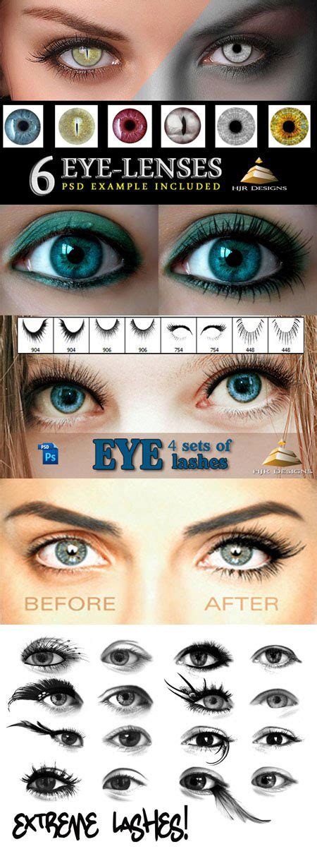دانلود براش مژه و لنز چشم برای فتوشاپ Eye Lenses Eyelashes Brushes