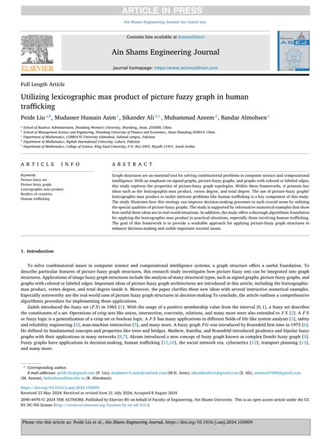 Pdf Utilizing Lexicographic Max Product Of Picture Fuzzy Graph In Human Trafficking