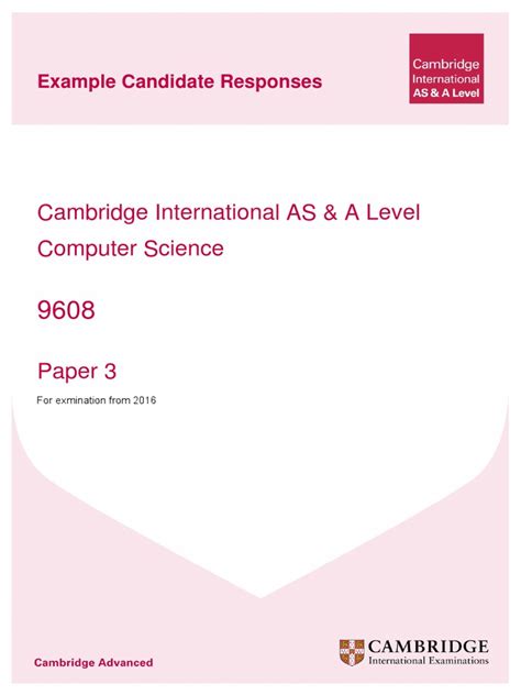 9608 Example Candidate Responses Paper 3 For Examination From 2016