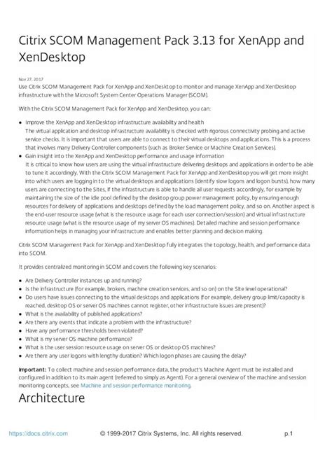 PDF Citrix SCOM Management Pack 3 13 For XenApp And XenDesktop That Involves Many Delivery