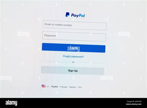 Paypal Account Login Page With Log In Form On Computer Screen Stock