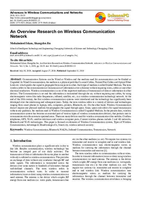 Pdf An Overview Research On Wireless Communication Network