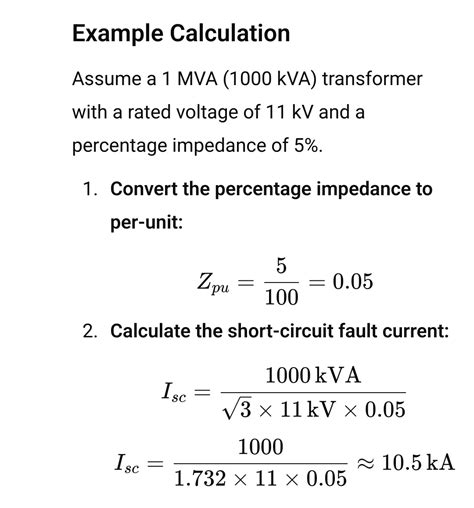 Transformer Fault Current Calculation