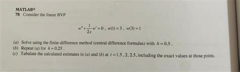 Apply The Finite Difference Method Central