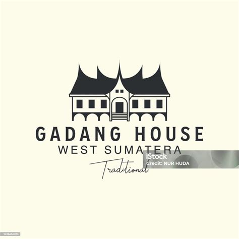 빈티지 스타일 로고 벡터 템플릿 아이콘 일러스트 레이 션 디자인 전통 가옥 서쪽 Sumatera Minangkabau 인도네시아