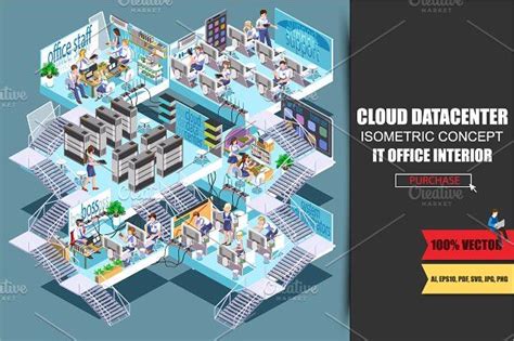 Isometric Cloud Datacenter Concept