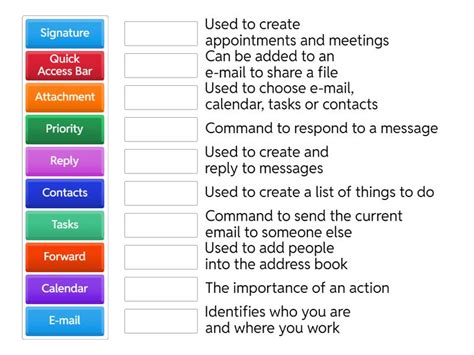 Introduction To Ms Outlook Quiz Match Up