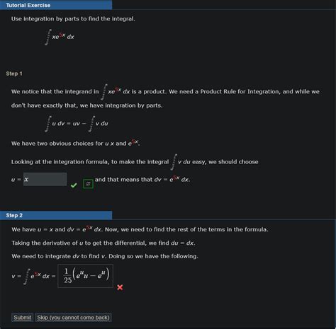 Solved Tutorial Exercise Use Integration By Parts To Find Chegg