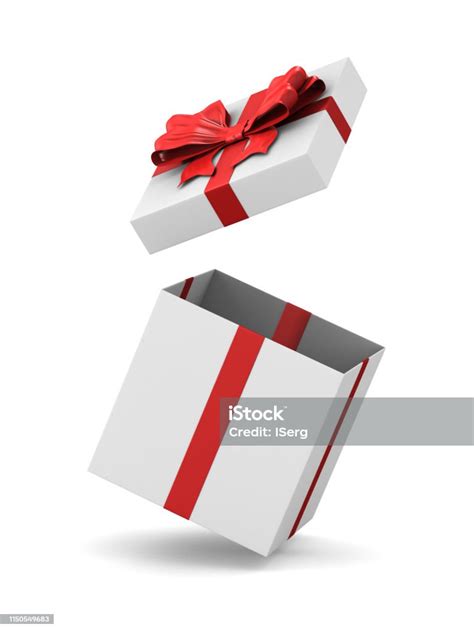 흰색 바탕에 빨간 활과 흰색 선물 상자를 엽 니 고립 된 3d 그림 3차원 형태에 대한 스톡 사진 및 기타 이미지 3차원 형태 개념 공단 Istock
