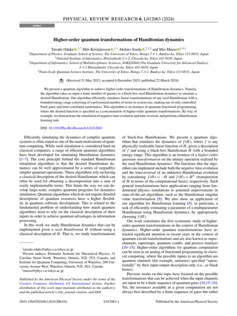 Pdf Higher Order Quantum Transformations Of Hamiltonian Dynamics
