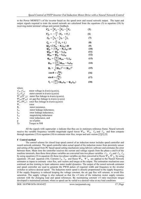 Speed Control Of Fstp Inverter Fed Induction Motor Drive With A Neural