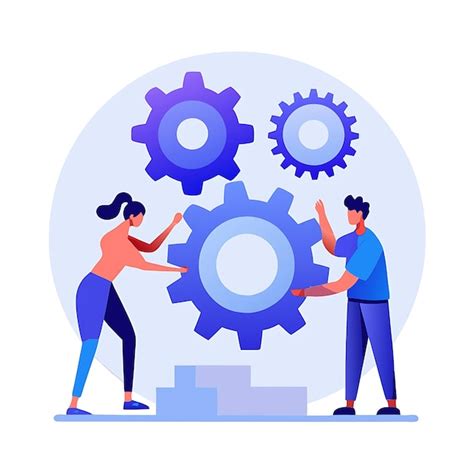Teamwork And Collaboration Concept With People Assembling Gears Premium Ai Generated Vector