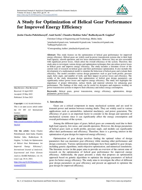 A Study For Optimization Of Helical Gear Performance For Improved