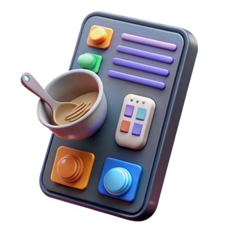 3d Render Of A Mobile App Interface With Food Icons 55535726 Png