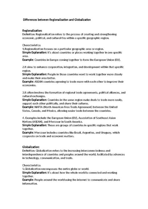 Regionalization Vs Globalization Key Differences Explained Studocu
