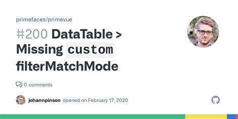 Datatable Missing `custom` Filtermatchmode · Issue 200 · Primefacesprimevue · Github