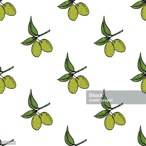 올리브 브랜치 완벽 한 패턴입니다 올리브 올리브 기름이 나 화장품 제품 벡터 일러스트 레이 션에 대 한 자연 배경 디자인 0명에 대한 스톡 벡터 아트 및 기타 이미지