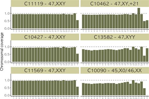 Per Chromosome Coverage In Five Individuals With Aneuploidies On The