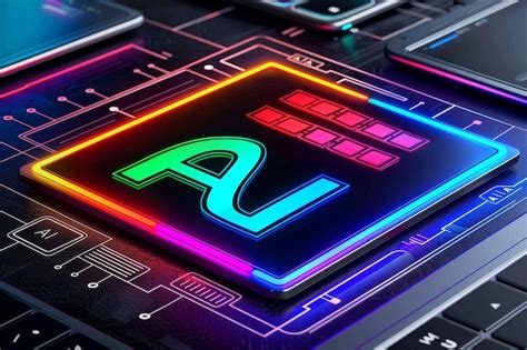 Neon Ai Circuit Board Futuristic Technology Digital Processor Cybernetic Innovation Advanced Te