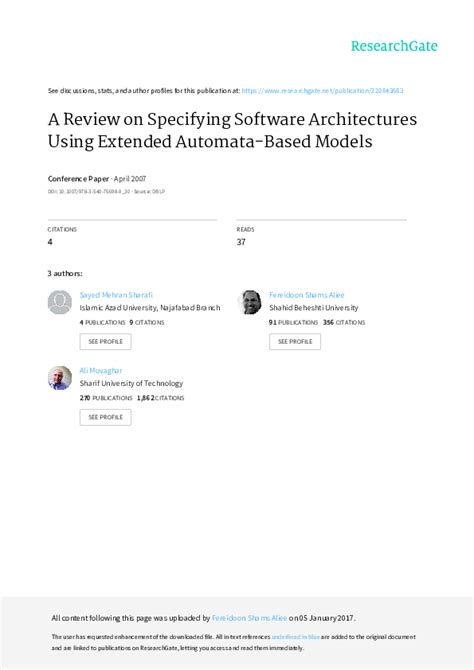 Pdf A Review On Specifying Software Architectures Using Extended