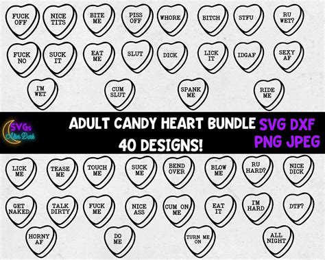 Nsfw Svg Adult Candy Hearts Svg Adult Conversation Hearts Svg Di