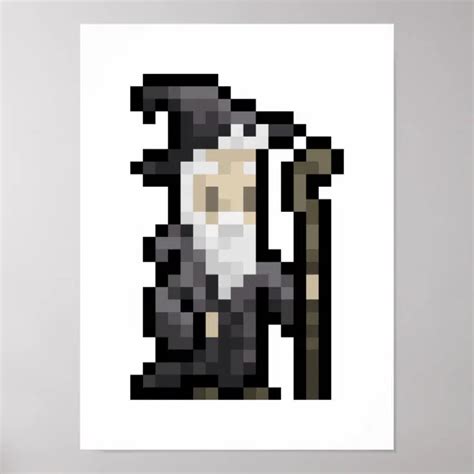 8 Bit Wizard Pixel Art Poster Zazzle