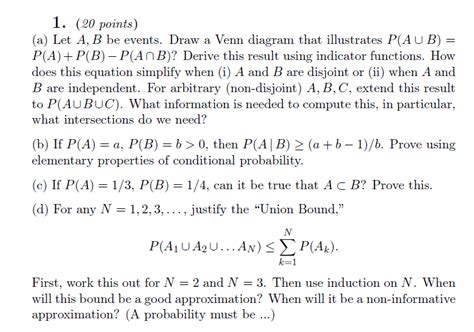 Solved Points A Let A B Be Events Draw A Venn Chegg Com