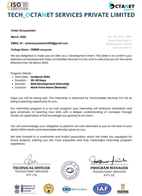 Onkar Suryawanshi On Linkedin Octanet Internship