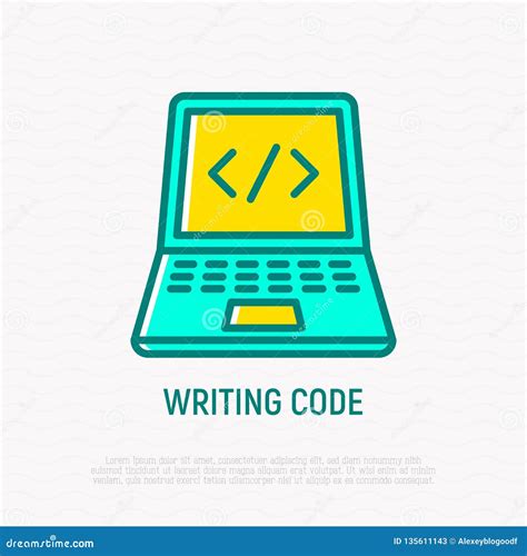 Writing Code Thin Line Icon Stock Vector Illustration Of Programming Icon