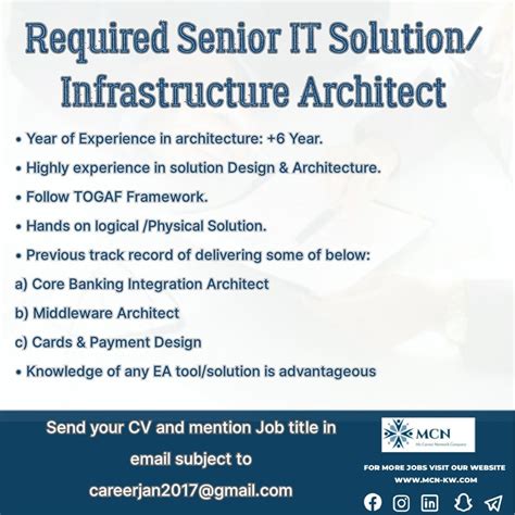 Mcn Kw On Linkedin Required Senior It Solutioninfrastructure