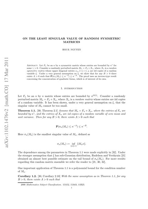 Pdf On The Least Singular Value Of Random Symmetric Matrices
