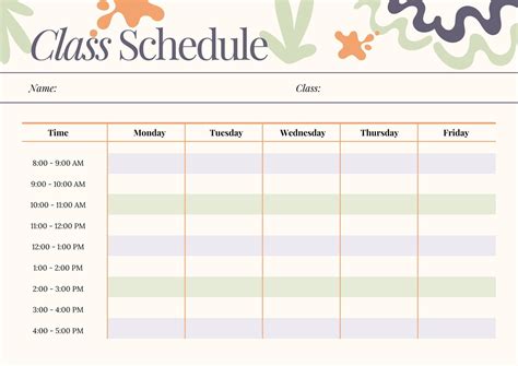 Blank Weekly School Schedule Templates Weekly Planner Schedule