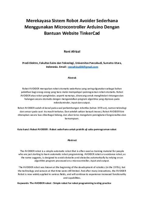Doc Merekayasa Sistem Robot Avoider Sederhana Menggunakan