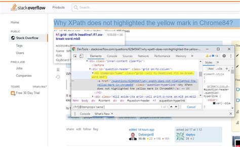 Selenium Why Xpath Does Not Highlighted The Yellow Mark In Chrome84 Stack Overflow