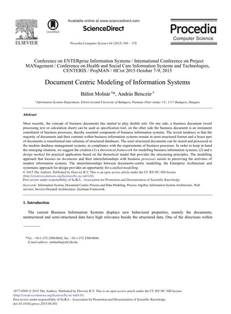 Pdf Document Centric Modeling Of Information Systems