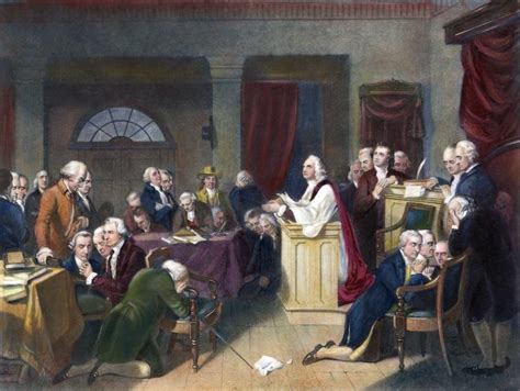 Continental Congress Nchaplain Jacob Duch Leading The First Prayer In The First