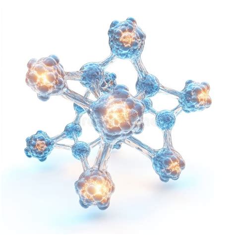 A 3d Representation Of A Molecular Structure With Glowing Elements