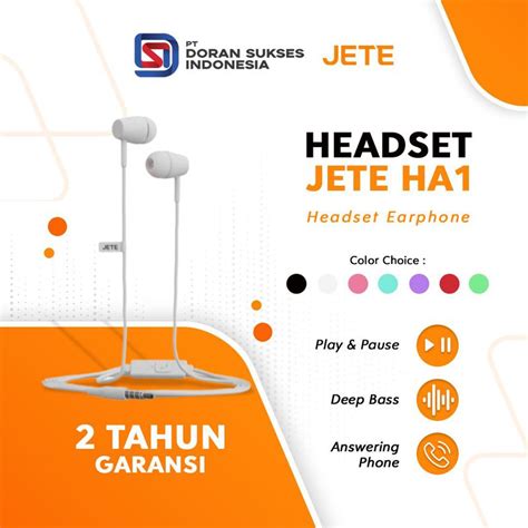 Headset Earphone Jete Ha Garansi Tahun