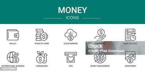 지갑 동전 더미 클라우드 뱅킹 돈을주고 은행 계좌 국제 비즈니스 보고서 프리젠 테이션 다이어그램 웹에 대 한 모금 벡터 아이콘과 같은 10 개요 웹 돈 아이콘 세트 경제에