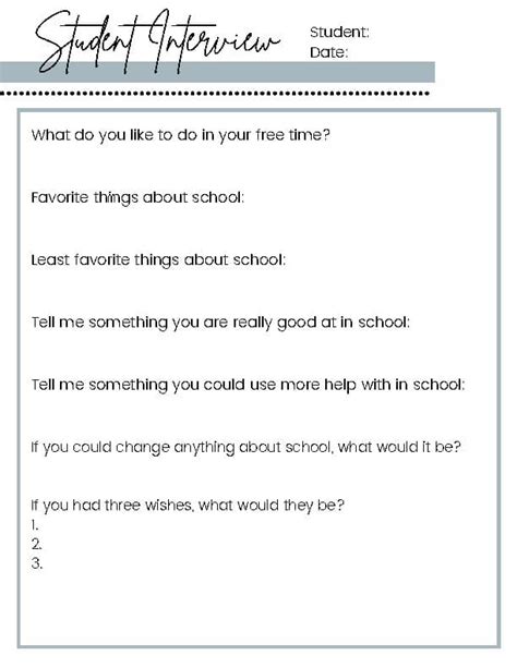 Student Interview Printable By The Mindful Psych Tpt