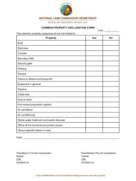 Fillable Online Common Property Declaration Form Fax Email Print Pdffiller