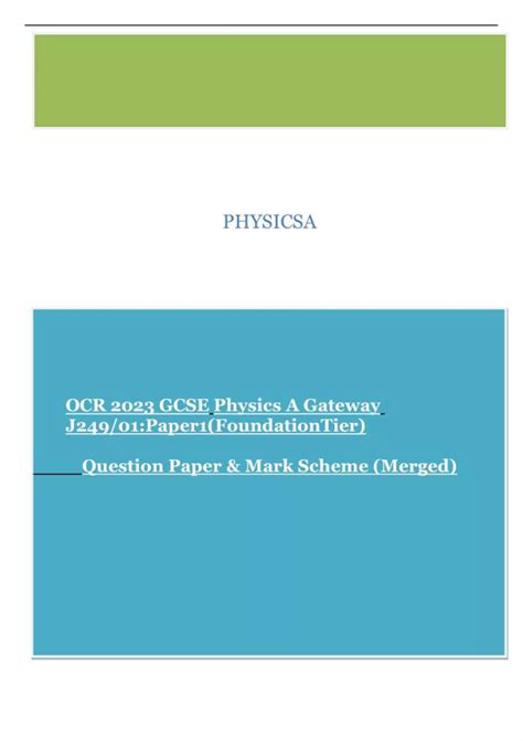 Ocr Gcse Physics A Gateway J249 Paper 1 4 Examination Bundle Set Stuvia Us