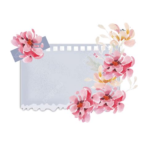 분홍색 노란색 수채화 꽃이 있는 메모지 노트 포도 수확 종이 Png 일러스트 및 Psd 이미지 무료 다운로드 Pngtree